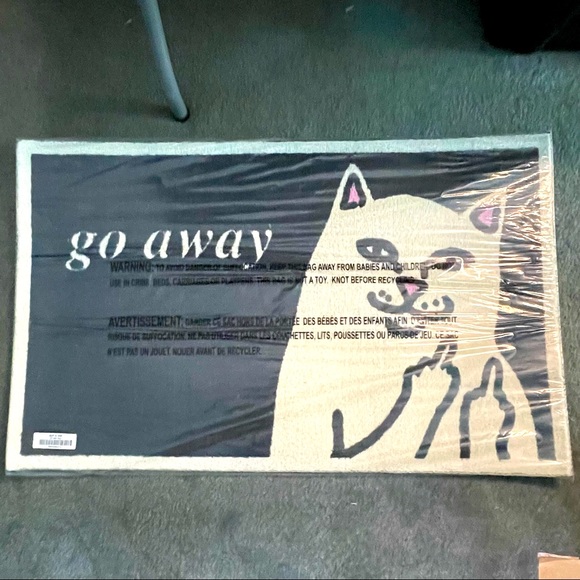 Ripndip | Accents | Ripndip Go Away Cat Giving The Bird Welcome Mat 36 ...